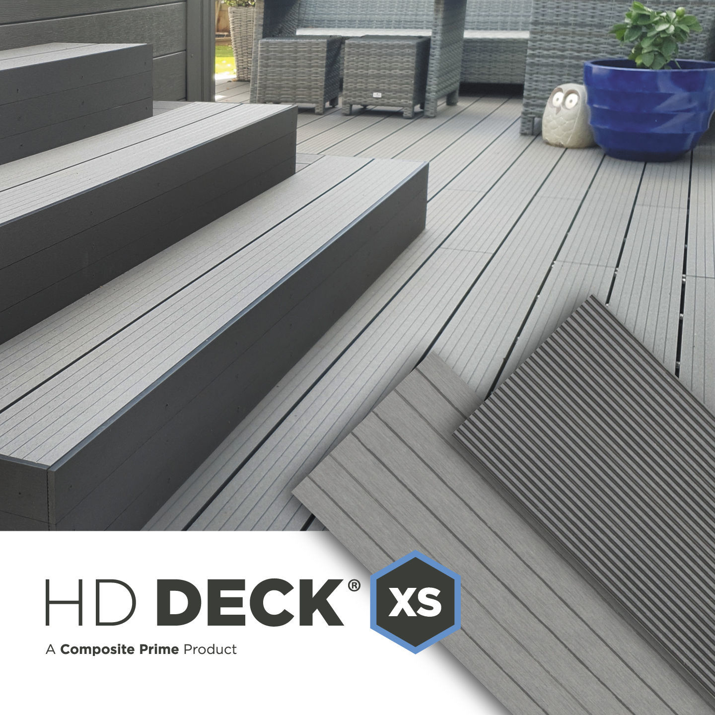 Composite Prime HD Deck XS 146x25mm Decking Board 3.6m Silver | Rose ...