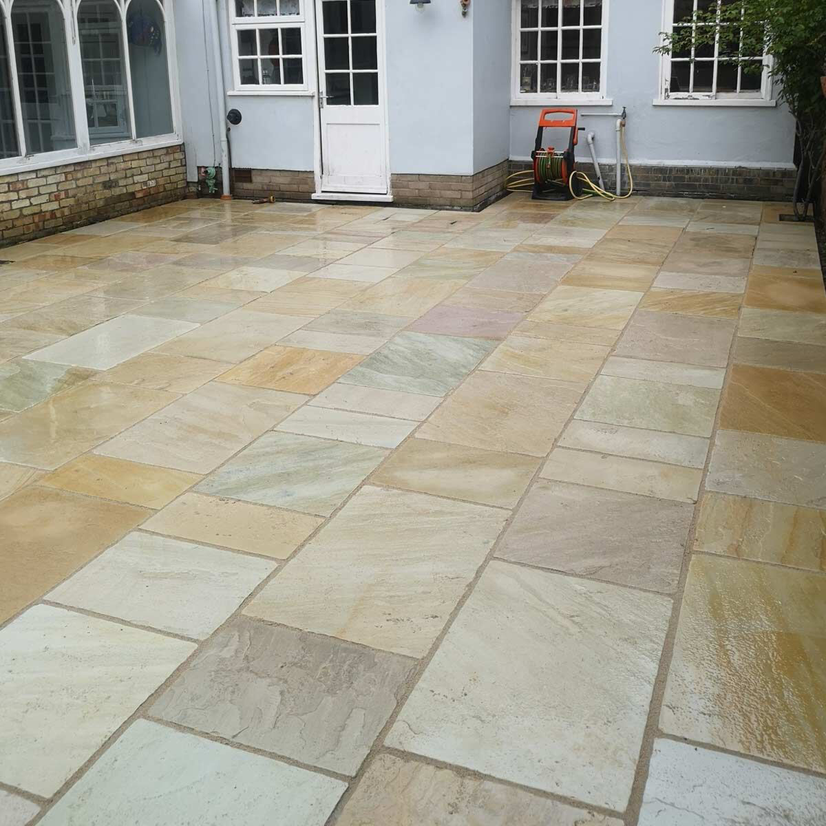 Natural Indian Sandstone Paving Slabs 600x600x18mm Calibrated Buff ...
